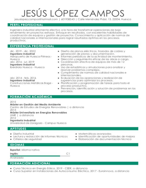 Currículum de ingeniero de calidad: ejemplos | miCVideal