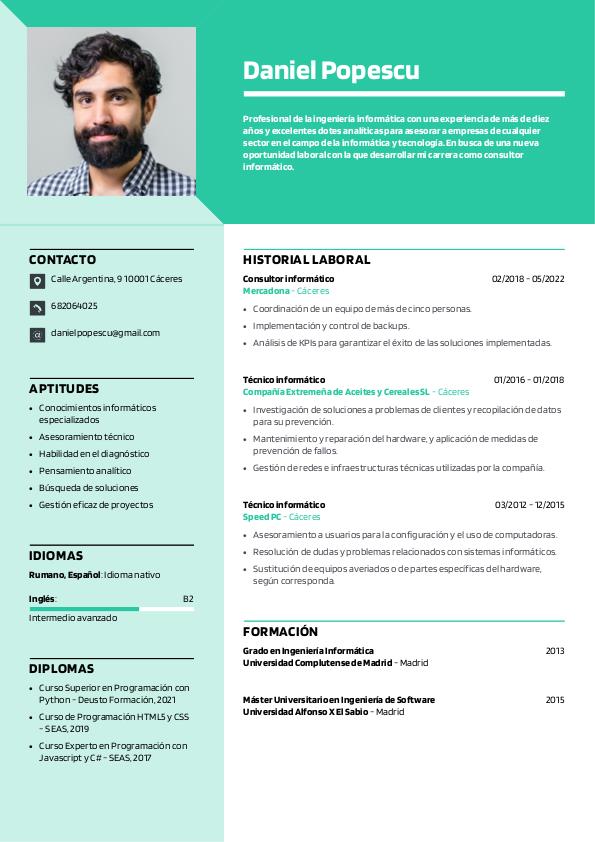 Ejemplo De Cv Para La Escuela De Posgrado